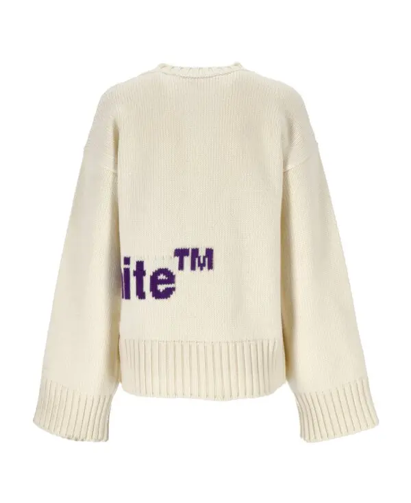 Off-White Intarsia Logo Knit Jumper - Nude