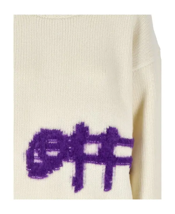 Off-White Intarsia Logo Knit Jumper - Nude