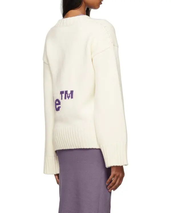 Off-White Intarsia Logo Knit Jumper - Nude