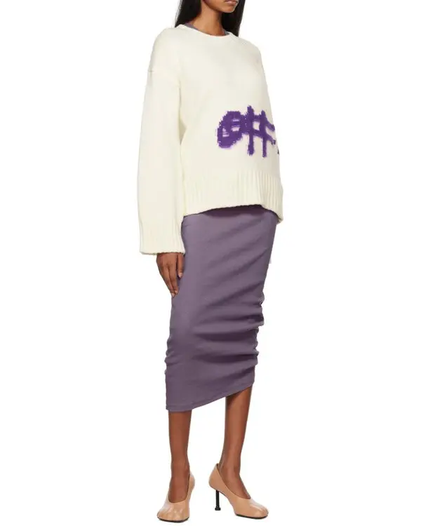 Off-White Intarsia Logo Knit Jumper - Nude