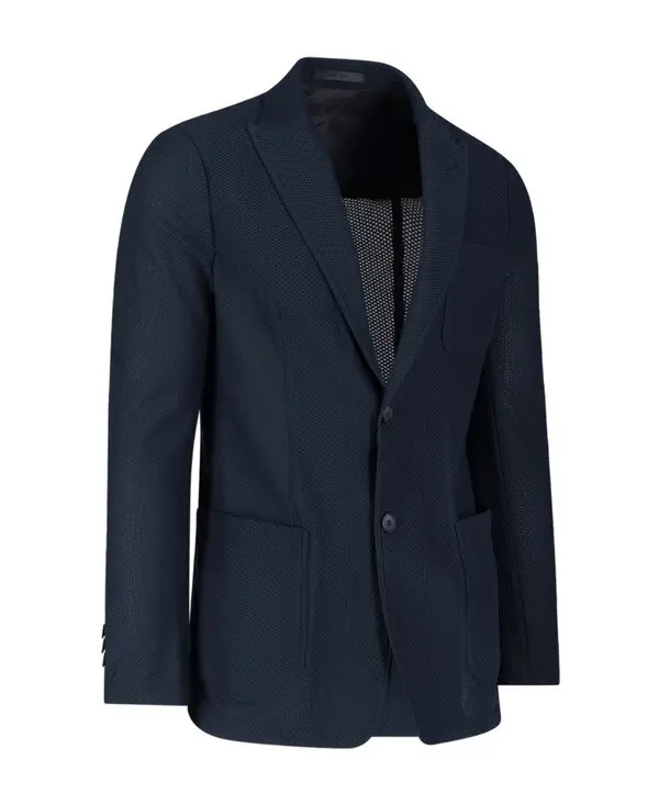 Giorgio Armani Honeycomb-knit Notch-lapel Blazer - Black