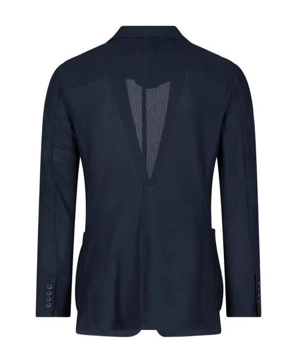 Giorgio Armani Honeycomb-knit Notch-lapel Blazer - Black