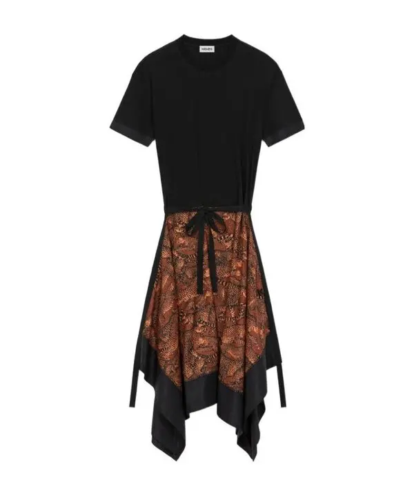 Kenzo Asymmetrical Draped Midi Dress