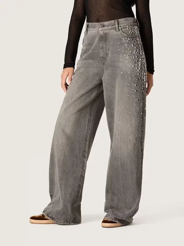 GOLDEN GOOSE Studded Boyfriend Jeans - Grey