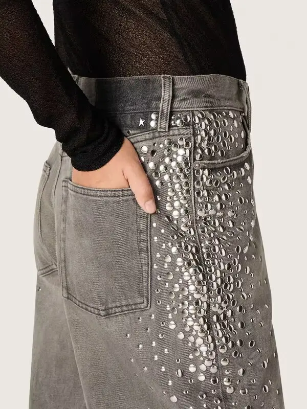 GOLDEN GOOSE Studded Boyfriend Jeans - Grey