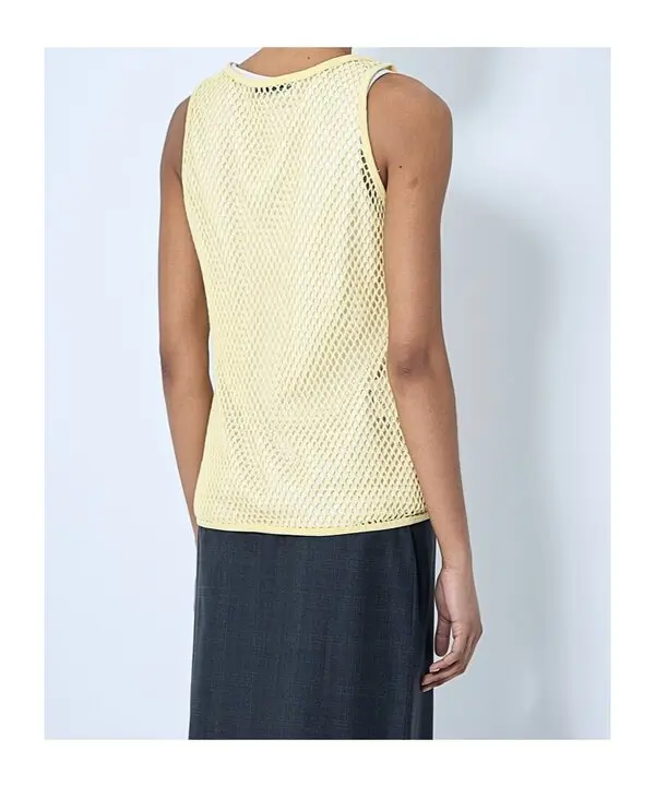 Prada Open-knit Tank Top With Triangle Logo - Beige