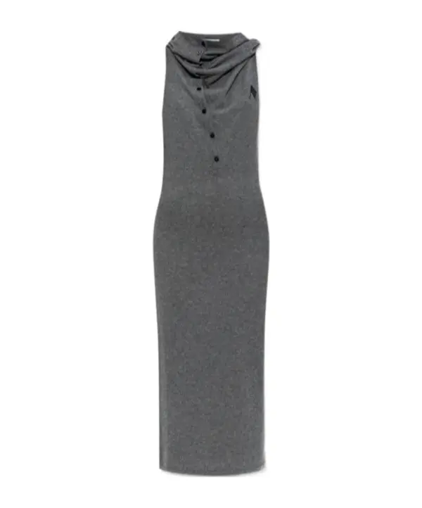 Attico Asymmetric Neckline Midi Dress