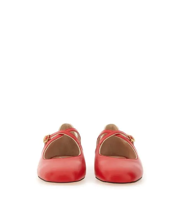 Bally Strapped Flat Square-toe Ballet Flats - Red