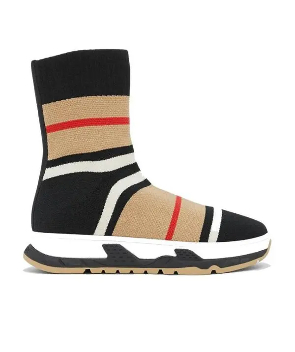 Burberry High-top Knitted Sock Sneakers - Black