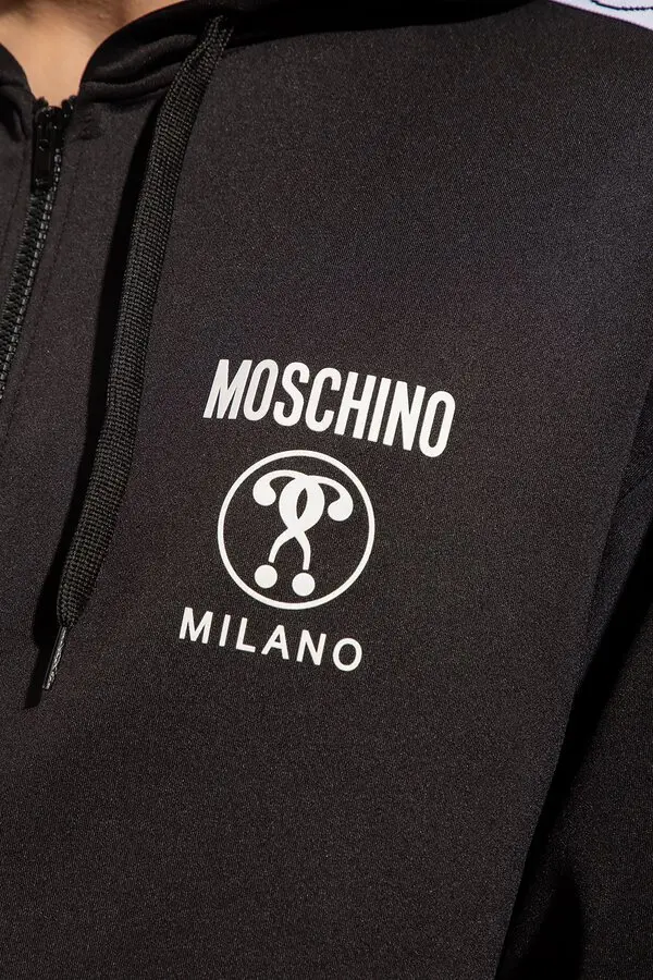 Moschino Long-sleeved Casual Jacket With Drawstring Hood And Logo Detail