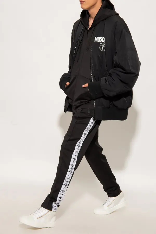 Moschino Long-sleeved Casual Jacket With Drawstring Hood And Logo Detail