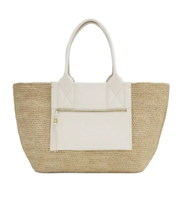 GANNI Raffia Tote Bag - Egret