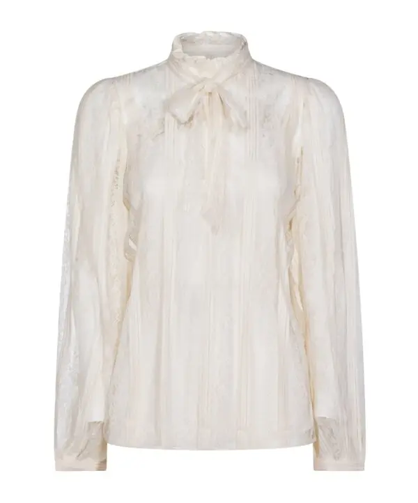 TWINSET Striped Lace Bow Blouse - No