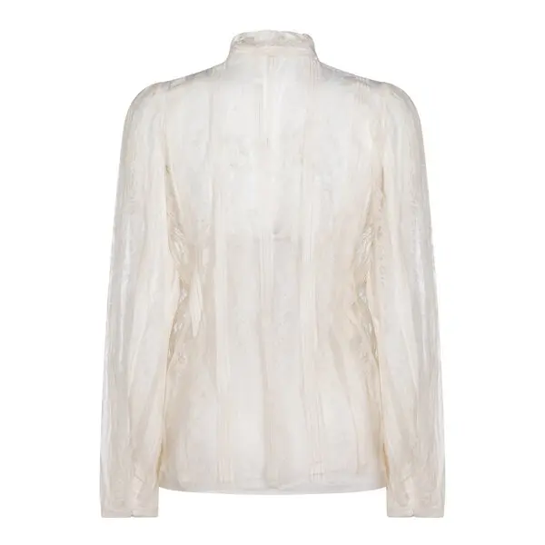 TWINSET Striped Lace Bow Blouse - No