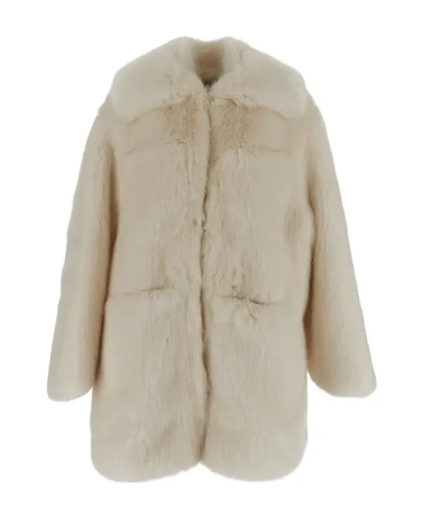 Dsquared2 Faux-fur Long-sleeved Oversized Coat - Nude