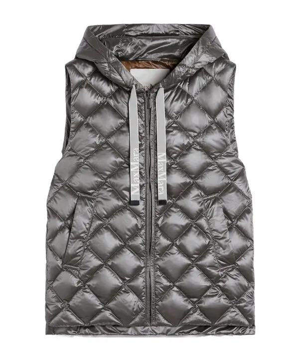 Max Mara Quilted Hooded Gilet - Medium Gray