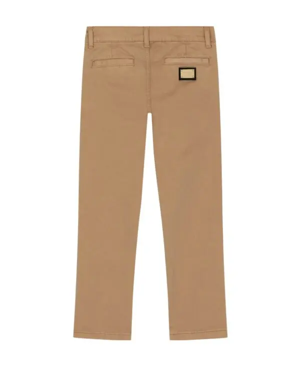 Dolce & Gabbana Logo Plaque Cotton Trousers - White