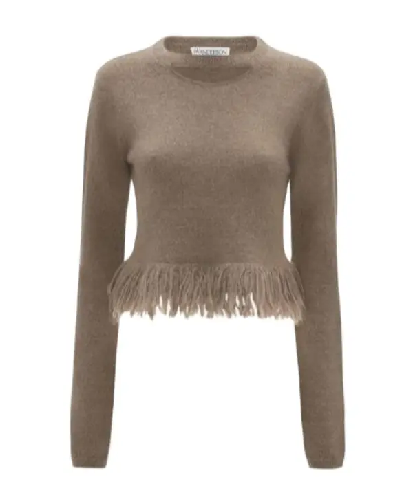 J.W.ANDERSON Jw Anderson Cropped Fringed-hem Knitted Jumper