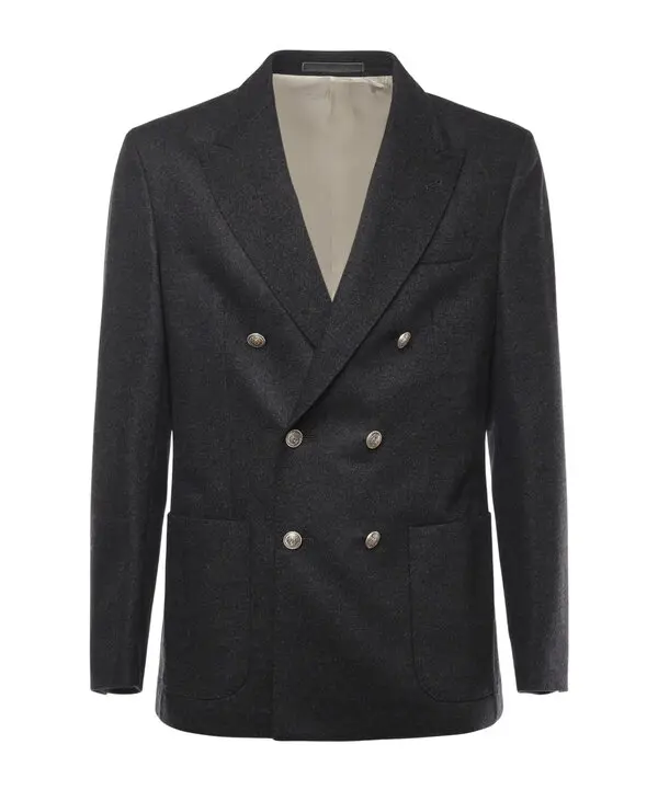 Eleventy Double-breasted Jacket With Lapel Collar - Black