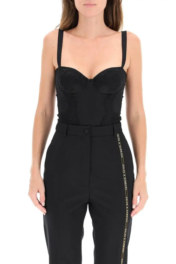 Dolce & Gabbana Lace Balconette Bodysuit - Black