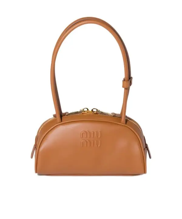 Miu Miu Beau Leather Handheld Bag - Cognac
