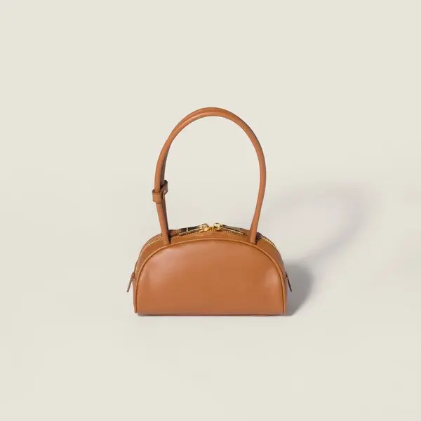 Miu Miu Beau Leather Handheld Bag - Cognac