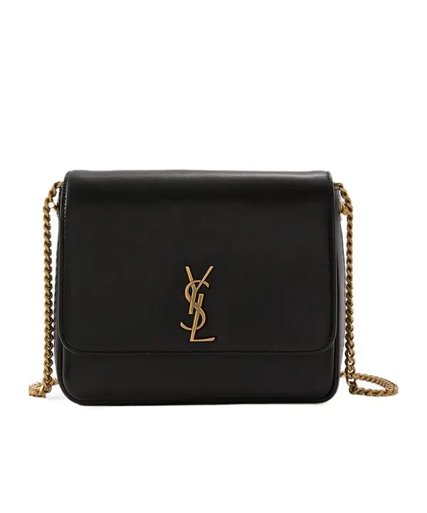 Saint Laurent Kate Logo Plaque Shoulder Bag - Black