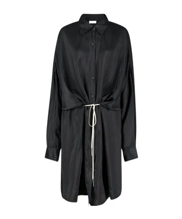 Dries Van Noten Long Sleeve Shirt Dress With Pinstripe Detail - No