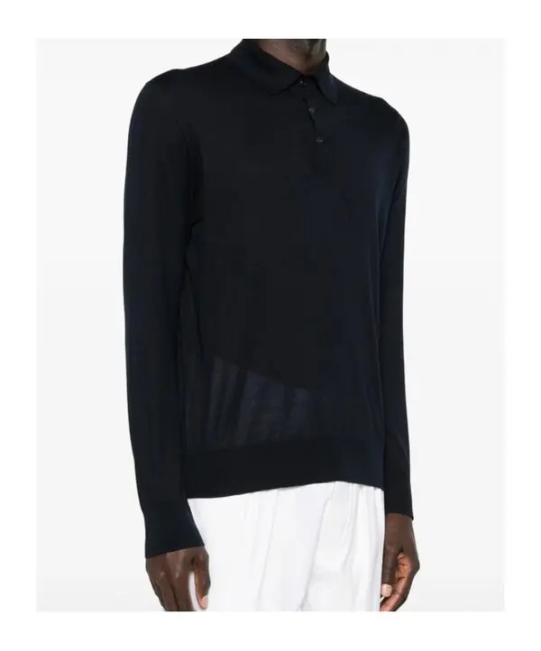 Brunello Cucinelli Long-sleeved Knitted Polo Shirt - Black