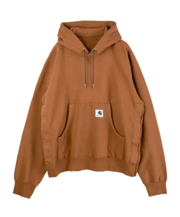 Sacai Long Sleeve Hooded Sweatshirt - Brown