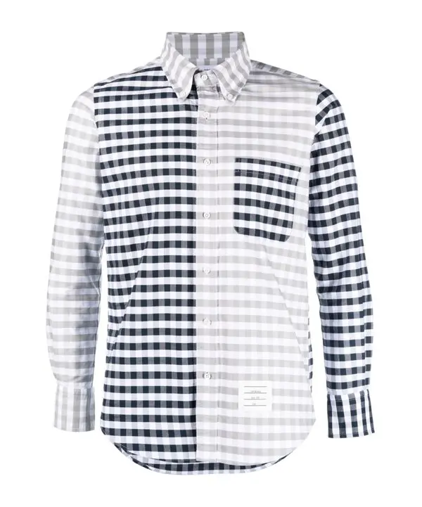 Thom Browne Panelled Gingham Cotton Shirt