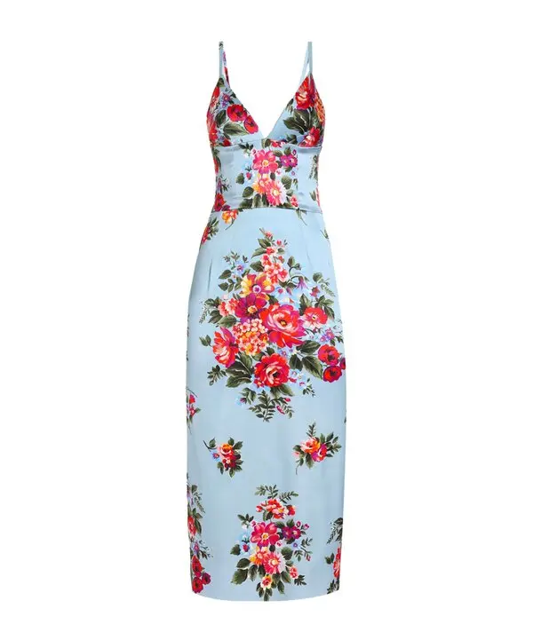 Dolce & Gabbana Floral Print Midi Dress - Blue
