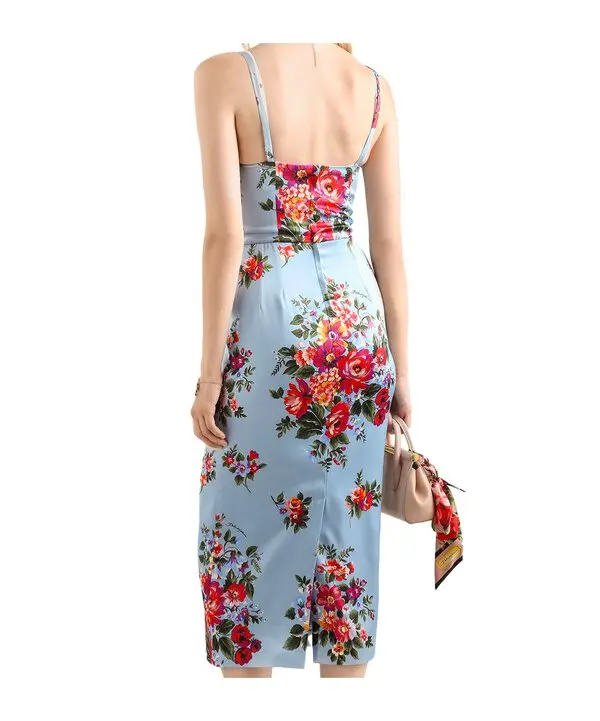 Dolce & Gabbana Floral Print Midi Dress - Blue