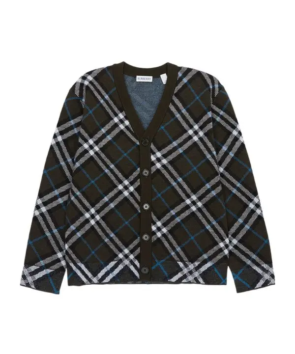 Burberry Checked Jacquard Cardigan - Black