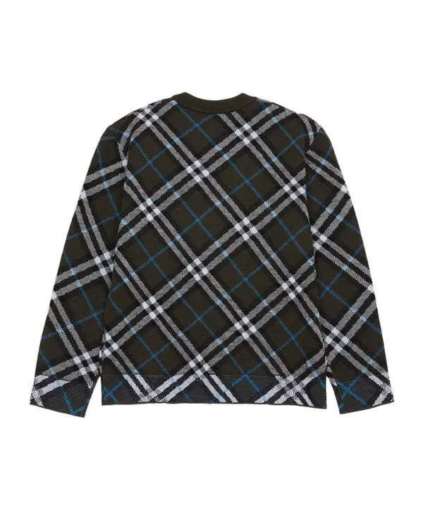 Burberry Checked Jacquard Cardigan - Black