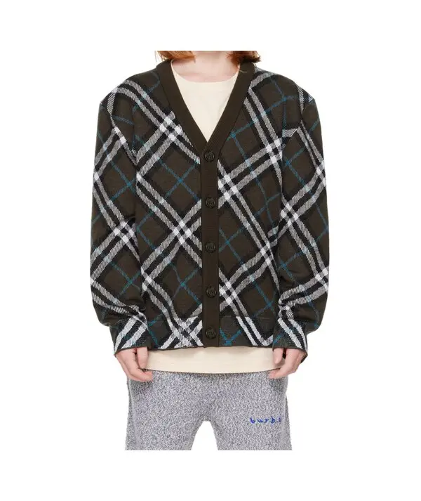 Burberry Checked Jacquard Cardigan - Black