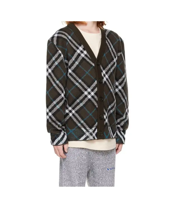 Burberry Checked Jacquard Cardigan - Black