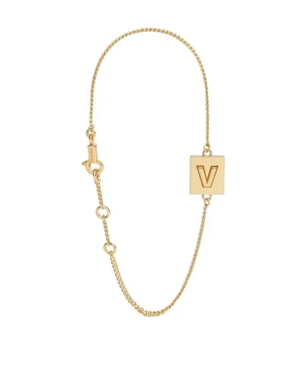 Celine Alphabet V Bracelet In Brass With Gold Finish - Yellow