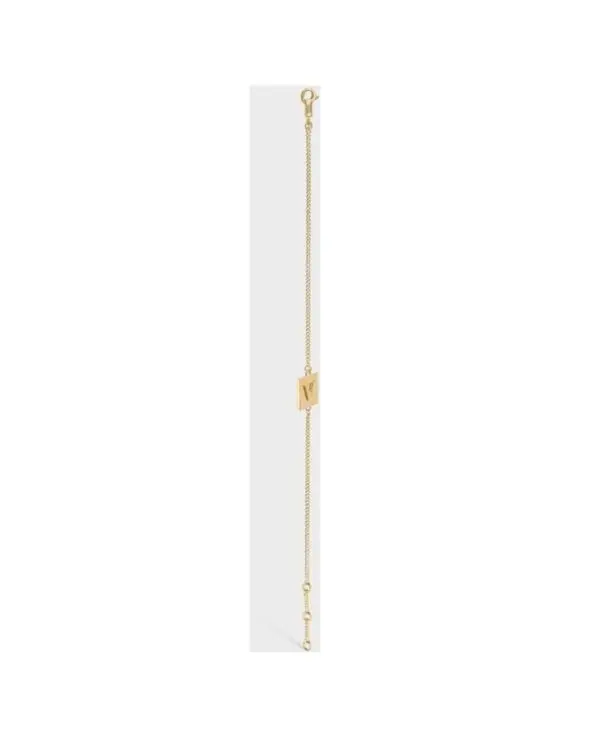 Celine Alphabet V Bracelet In Brass With Gold Finish