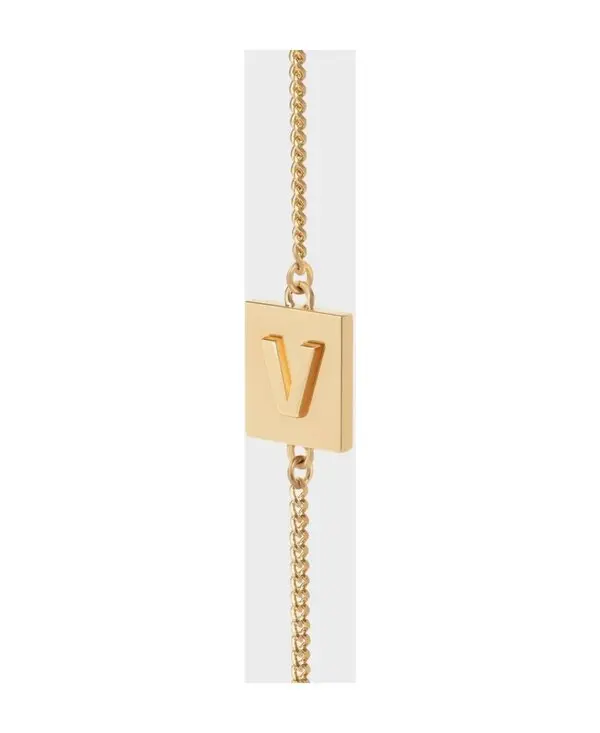 Celine Alphabet V Bracelet In Brass With Gold Finish