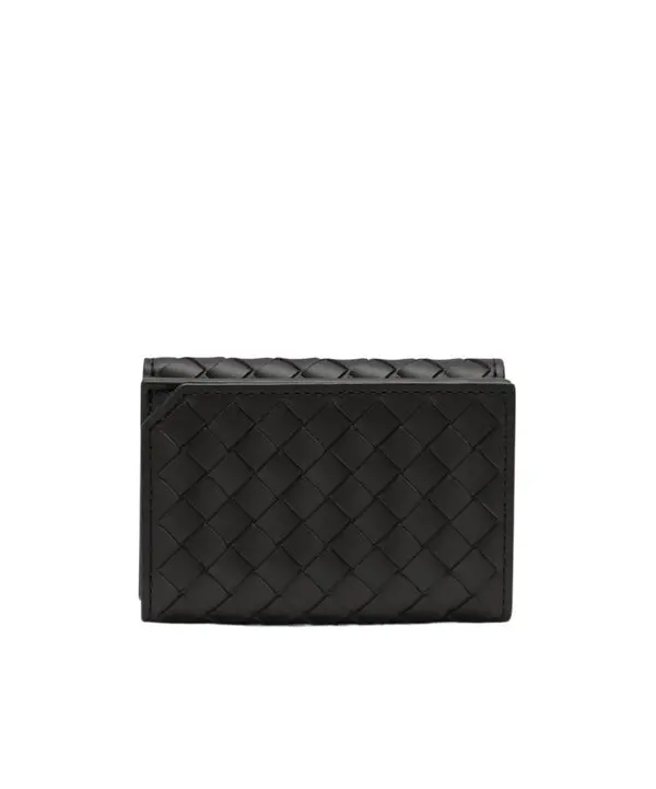 Bottega Veneta Fondente Trifold Wallet In Intrecciato - Brown