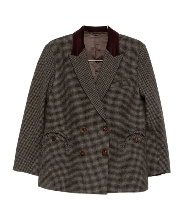 BLAZÉ MILANO Double-breasted Houndstooth Blazer - Black