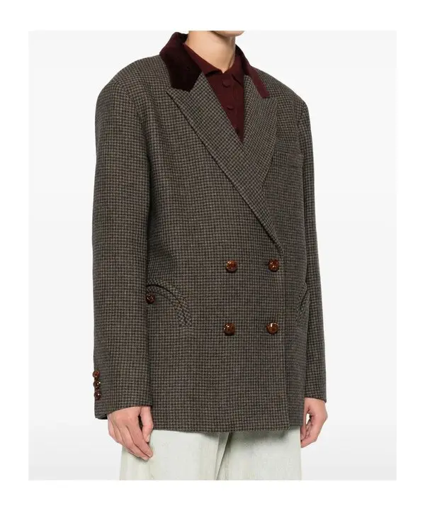BLAZÉ MILANO Double-breasted Houndstooth Blazer - Black