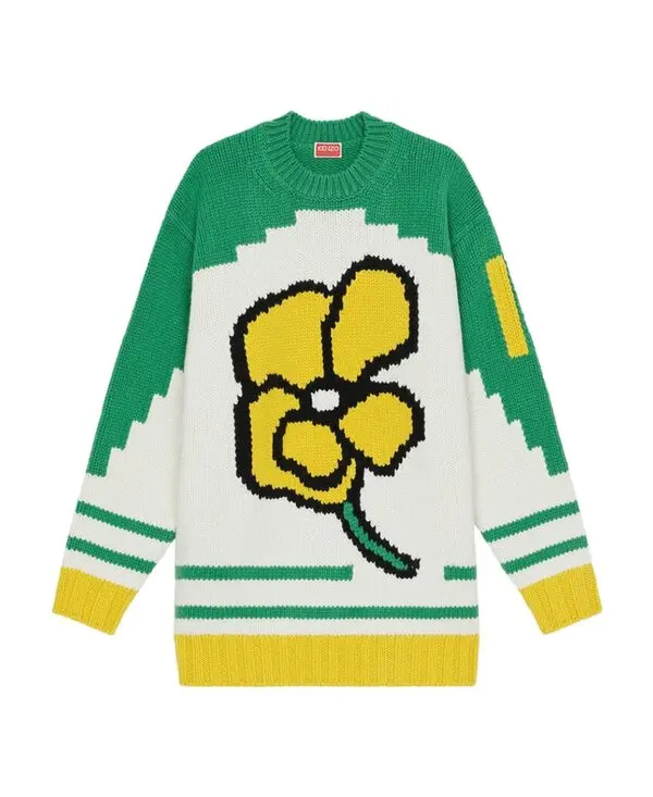Kenzo Poppy Flower Intarsia-knit Jumper - White