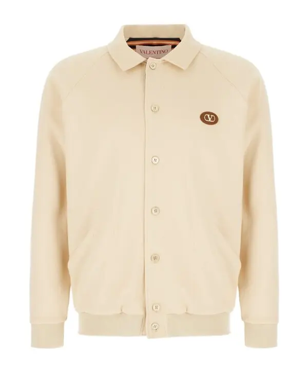 Valentino Garavani Vlogo Signature Button-up Bomber Jacket - Nude