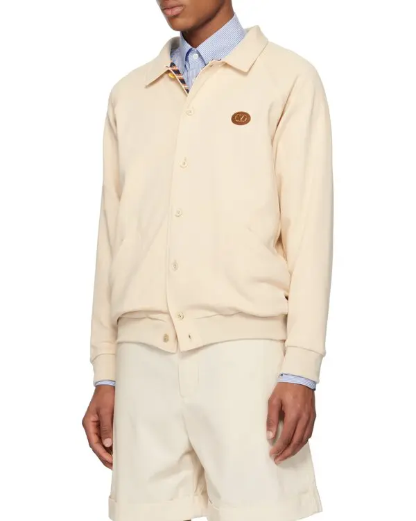 Valentino Garavani Vlogo Signature Button-up Bomber Jacket - Nude