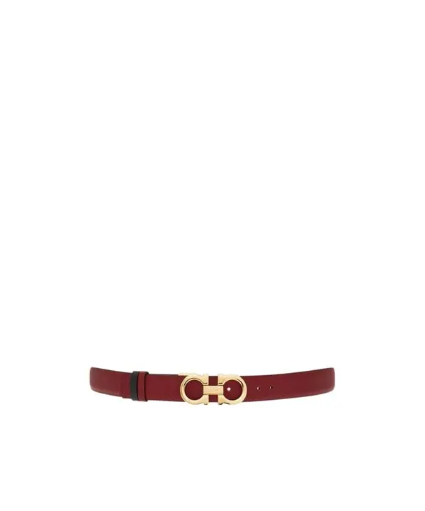 FERRAGAMO Reversible Waist Belt With Detachable Buckles - Burgundy Red/black