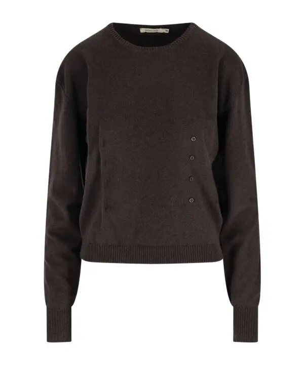 Paloma Wool Long-sleeved Crewneck Jumper With Button Detail - Black