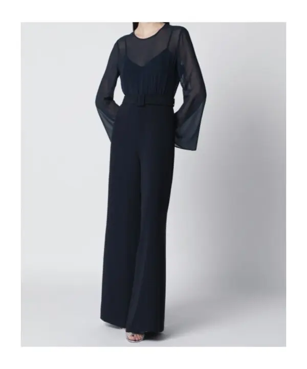 P.a.r.o.s.h Long Sleeve Belted Jumpsuit - Blue