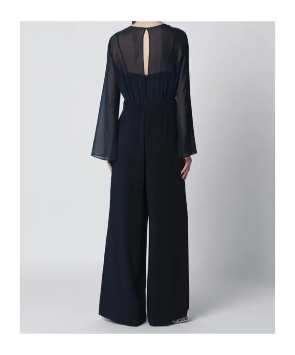 P.a.r.o.s.h Long Sleeve Belted Jumpsuit - Blue